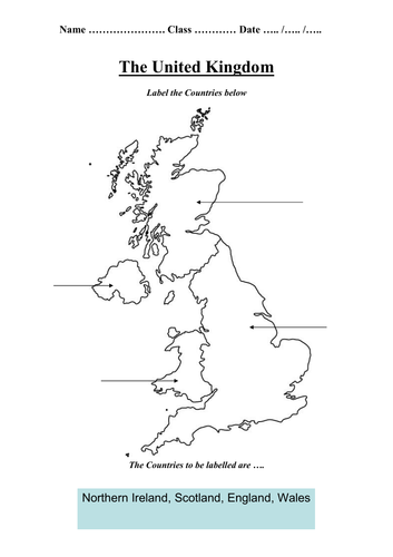 Map of United Kingdom - Label Countries - Worksheet | Teaching Resources