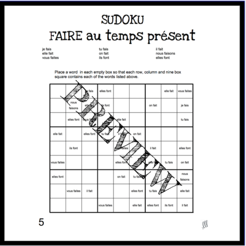French verb faire present tense sudoku games - Le verbe faire au temps ...