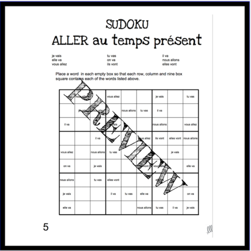 French verb aller present tense sudoku games - Le verbe aller au temps ...
