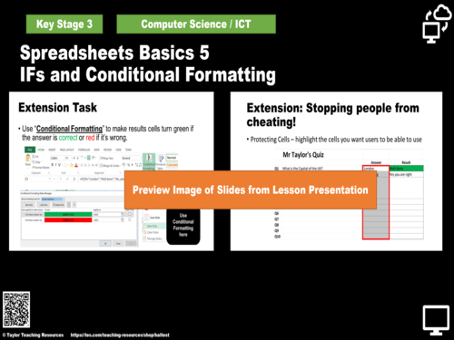 Spreadsheets 5 - The Basics - IFs and Conditional Formatting - KS 3 Computing / ICT | Teaching ...
