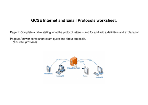 ICT GCSE Email and Internet Protocols worksheet | Teaching Resources
