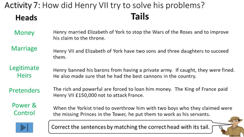 Worksheet & Card Sort: How did Henry VII solve his problems? | Teaching ...