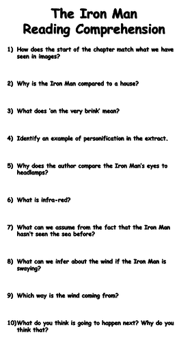 The Iron Man Chapter One Reading Comprehension | Teaching Resources