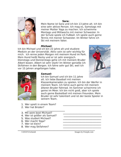 German Beginner Reading my Favorite Sports - Sportarten Lesung ...