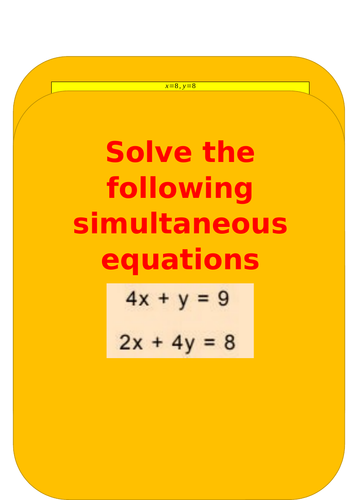Linear Simultaneous equations 2- substitution | Teaching Resources Linear Simultaneous equations 2- substitution | Teaching Resources