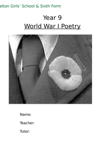 World War One Poetry Unit of Work, KS3 | Teaching Resources