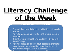 Literacy Challenge of the Week (for 5 weeks) | Teaching Resources