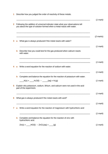 The reactivity series - complete lesson (GCSE 1-9) | Teaching Resources