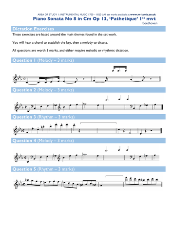 Beethoven - Piano Sonata in Cm, Pathetique | Edexcel Pearson GCSE Music 9-1 | Dictation ...