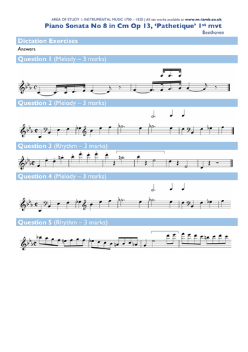 Beethoven - Piano Sonata in Cm, Pathetique | Edexcel Pearson GCSE Music ...