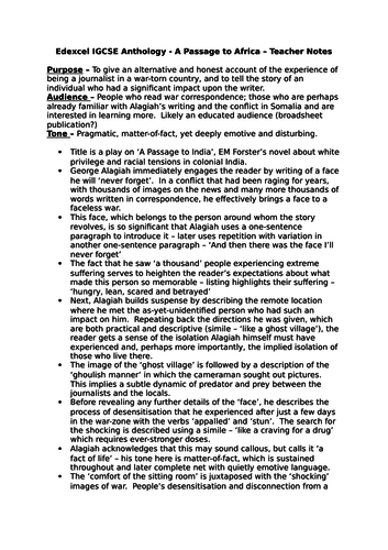 A Passage to Africa Detailed Notes - For Teachers or Students ...