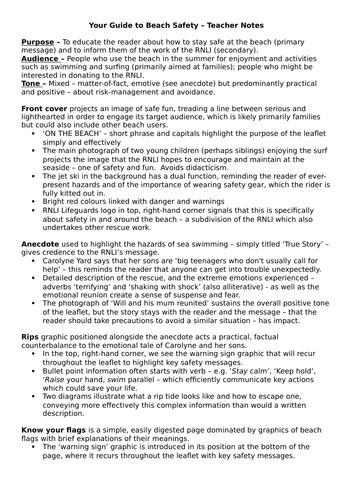 Your Guide to Beach Safety - Detailed Notes for Teachers or Students ...