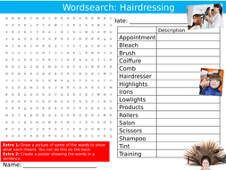 Hairdressing Wordsearch Puzzle Sheet Keywords Settler Starter Cover ...