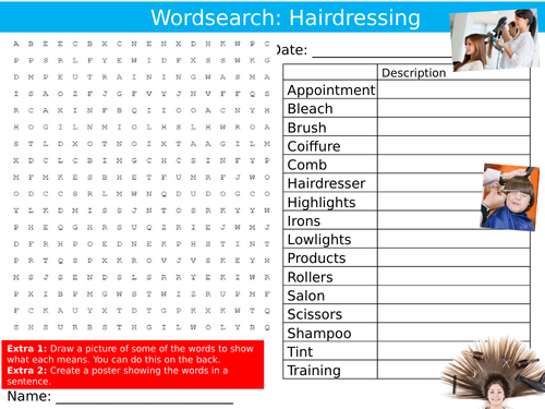 Hairdressing Wordsearch Puzzle Sheet Keywords Settler Starter Cover ...