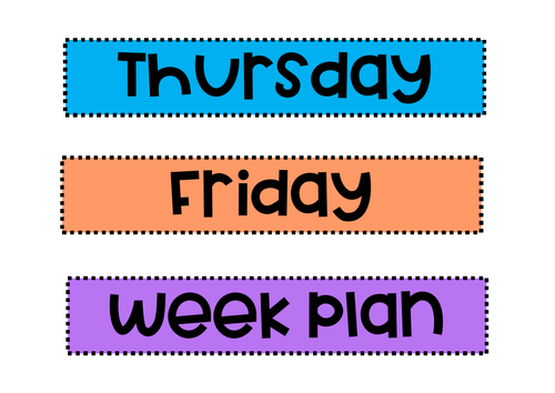 Week label drawer labels days of the week Monday Tuesday Wednesday plan ...