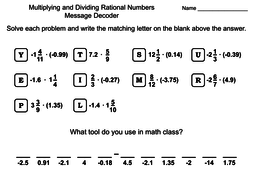 Multiplying and Dividing Rational Numbers Activity: Math Message ...