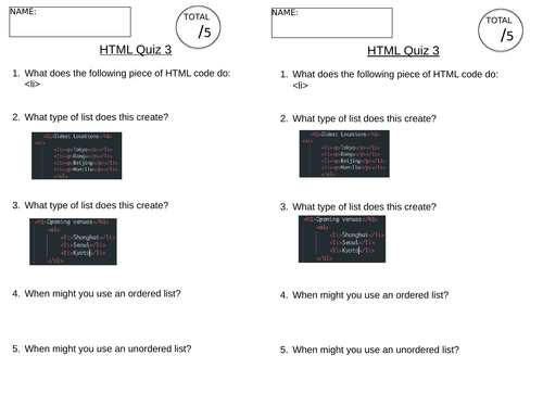 Bundle of starter activities for HTML / Web Design | Teaching Resources