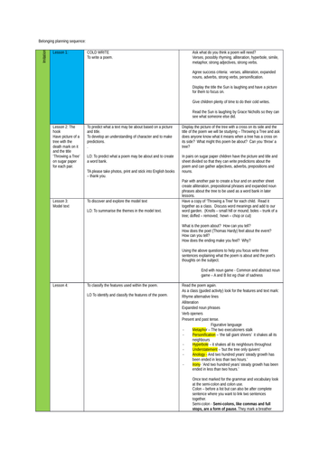 Poetry unit for Year 4 class on Thomas Hardy's Throwing a Tree ...