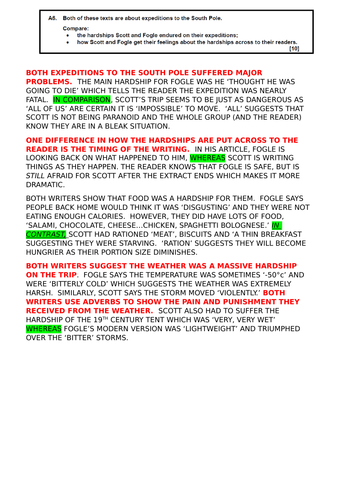 EDUQAS GCSE English Language Paper 2 Question 6 - 'COMPARISON ...