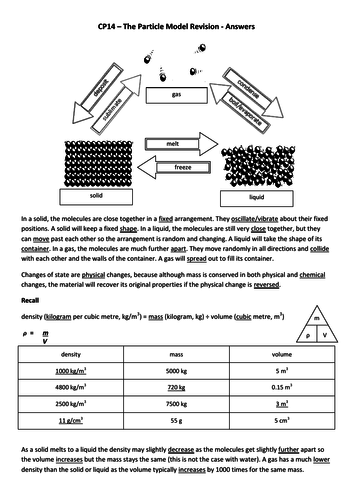 CP14 The Particle Model Revision Edexcel GCSE 9-1 Physics | Teaching ...
