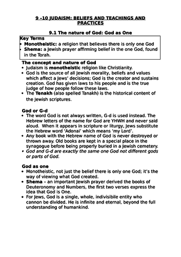 Judaism belief, teachings and practices full GCSE revision guide AQA B | Teaching Resources