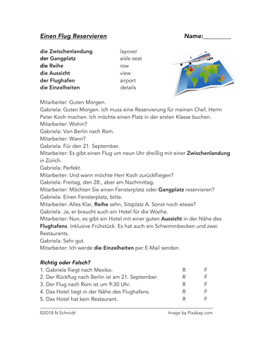 German Reading - Booking a Trip Script - Einen Flug Reservieren ...