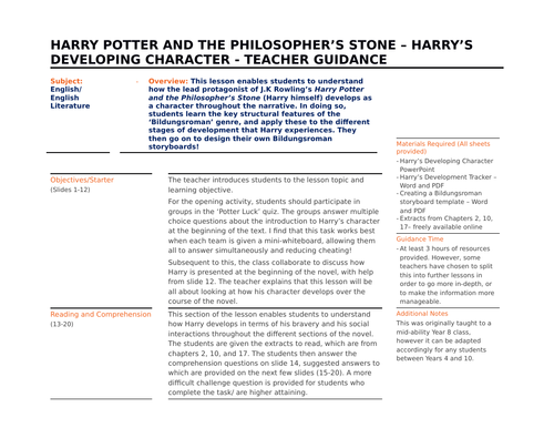 Harry Potter and the Philosopher's Stone - Harry's Developing Character ...