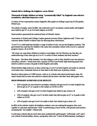 CIE IGCSE English First Language (0500) - paper 3 | Teaching Resources