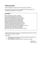 Romeo and Juliet Extract Questions - Conflict | Teaching Resources