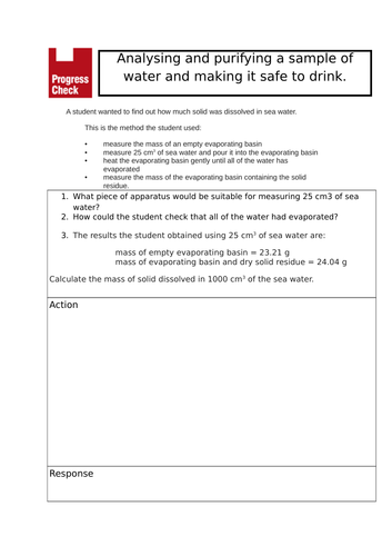 Water Purification Required Practical Starter | Teaching Resources