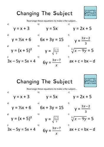 Rearranging Formulae Resources | Tes Rearranging Formulae Resources | Tes