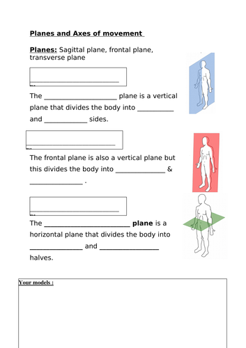 AQA GCSE PE Planes and Axes Worksheet | Teaching Resources