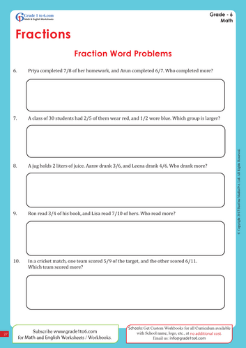 Grade 6 Fractions Unit Workbook | Teaching Resources