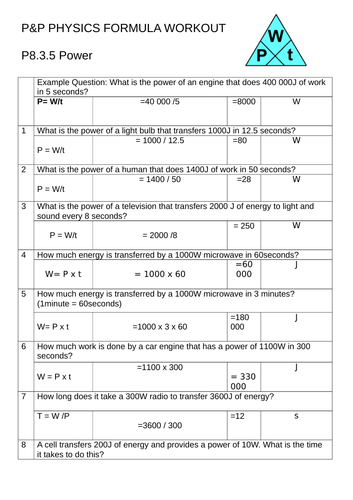 KS3 Unit 8K Physics- Energy (8b 8c Energy Transfer + control, 8d Power ...