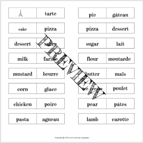 French food dominoes game - 112 common French food items - La ...