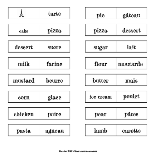 French food dominoes game - 112 common French food items - La ...