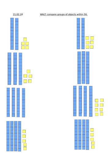 Comparing objects up to 50. | Teaching Resources