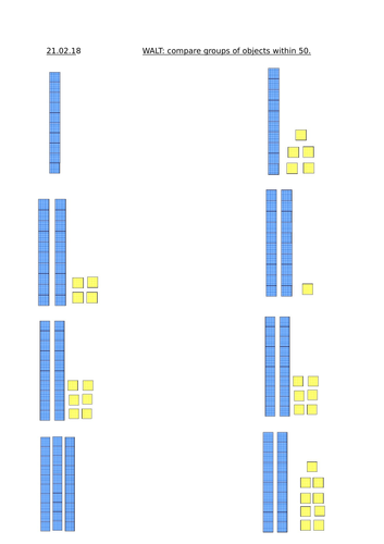 Comparing objects up to 50. | Teaching Resources
