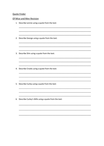 Using your text- Of Mice and Men | Teaching Resources