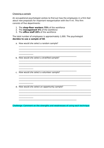 Edexcel Psychology (9-1) GCSE New Spec Unit 1 Lesson 19 - Sampling ...