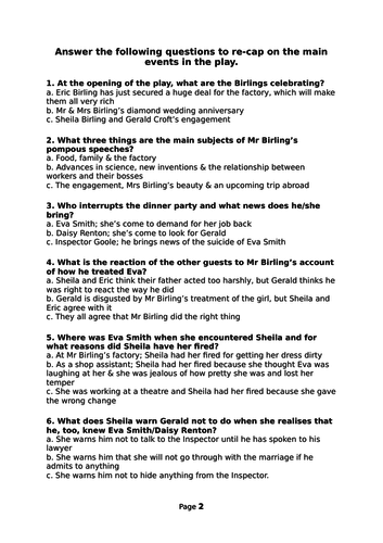 AQA An Inspector Calls: Revision Activity Booklet | Teaching Resources