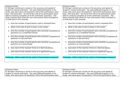 Edexcel Psychology (9-1) GCSE New Spec Unit 1 Lesson 21 - Using Maths ...