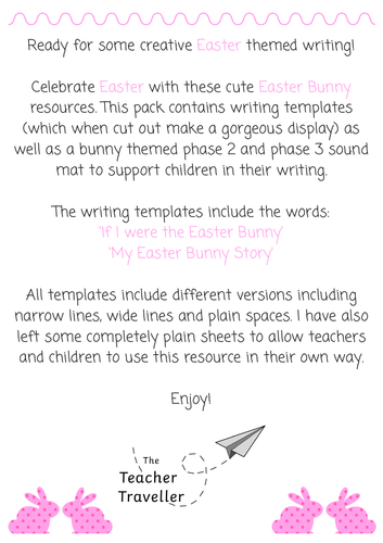 Easter Bunny Writing and Phonics Mats | Teaching Resources