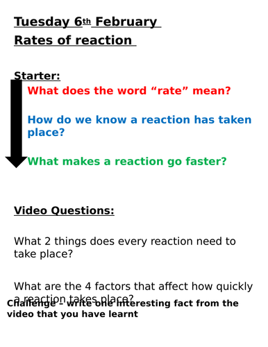 GCSE Rate of reaction - Concentration | Teaching Resources