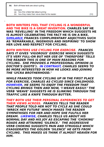 EDUQAS GCSE English Language Paper 2 Q1-Q6 model answer PowerPoint ...