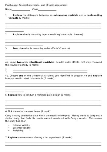 Edexcel Psychology (9-1) GCSE New Spec Unit 1 Lesson 24 - End of Unit ...