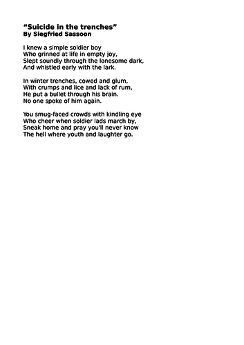 KS2 or KS3 "First World War Poetry" unit of work | Teaching Resources