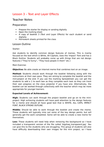 Beginning Photoshop – Text and Layer Effects | Teaching Resources