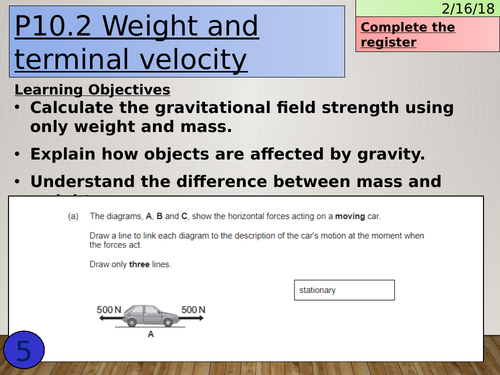 KS4 P10.2 Weight and Gravity | Teaching Resources