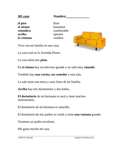 Mi casa Lectura - My House Beginner Spanish Reading | Teaching Resources